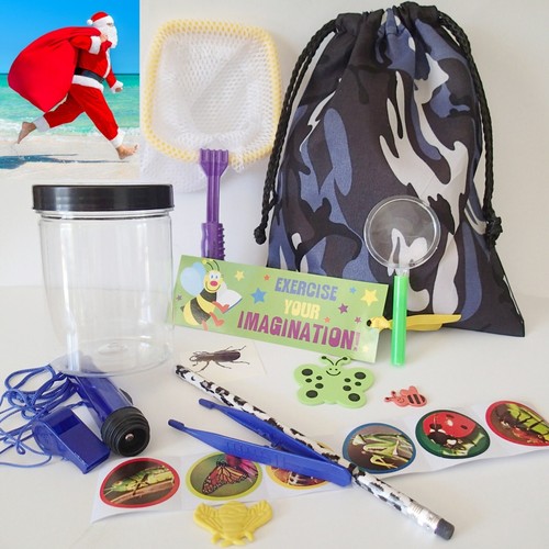 KIDS Bug Catcher insect KIT & Camo BAG Magnifying Glass torch ...