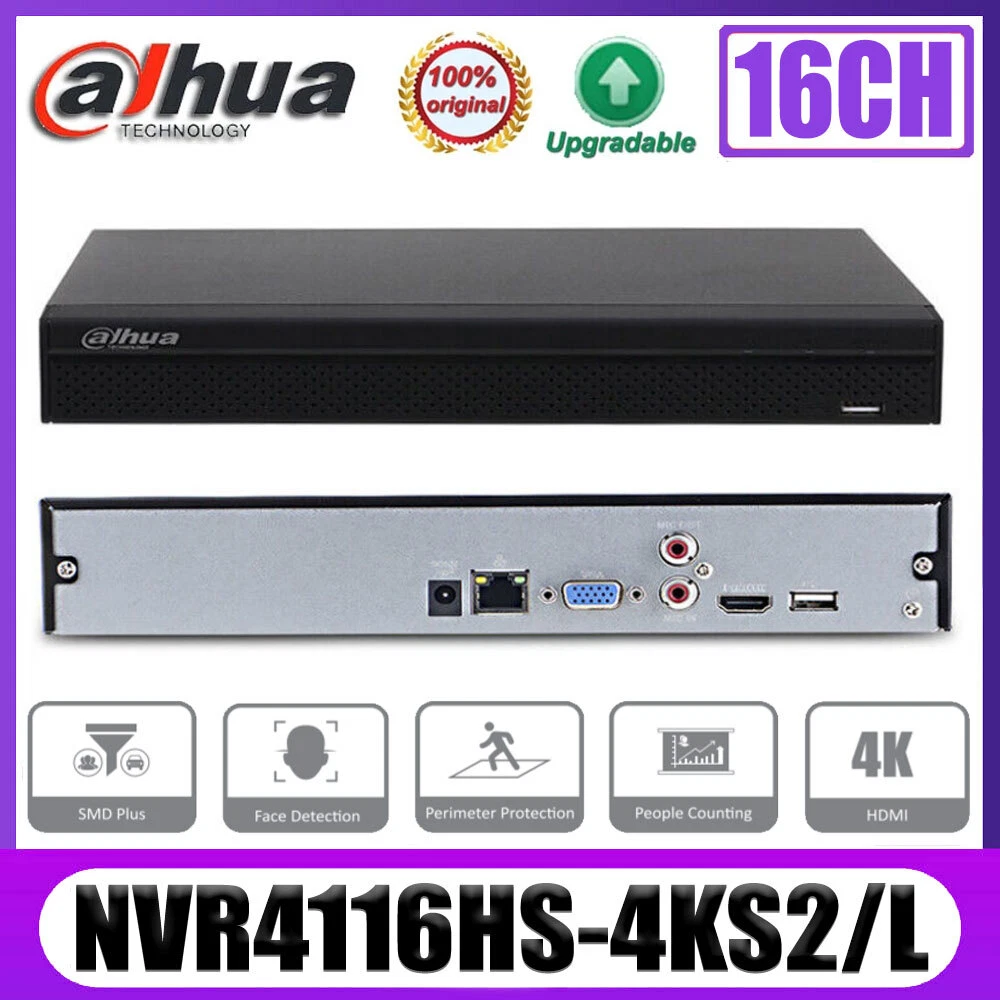 Dahua NVR 16CH 4K NVR4116HS-4KS2/L ONVIF RTSP P2P Face, 56% OFF