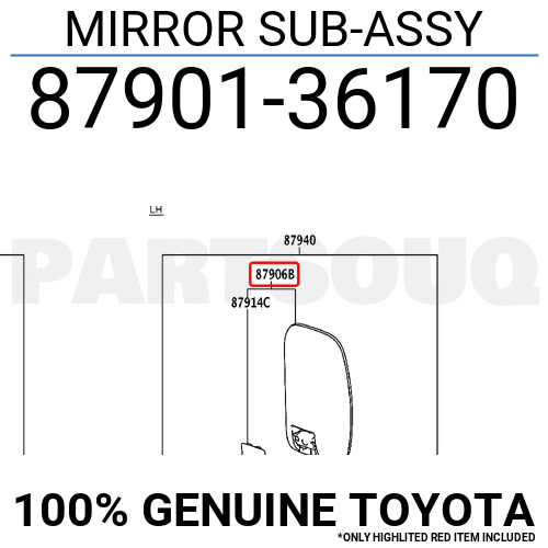 8790136170 Genuine Toyota MIRROR SUB-ASSY 87901-36170 | eBay