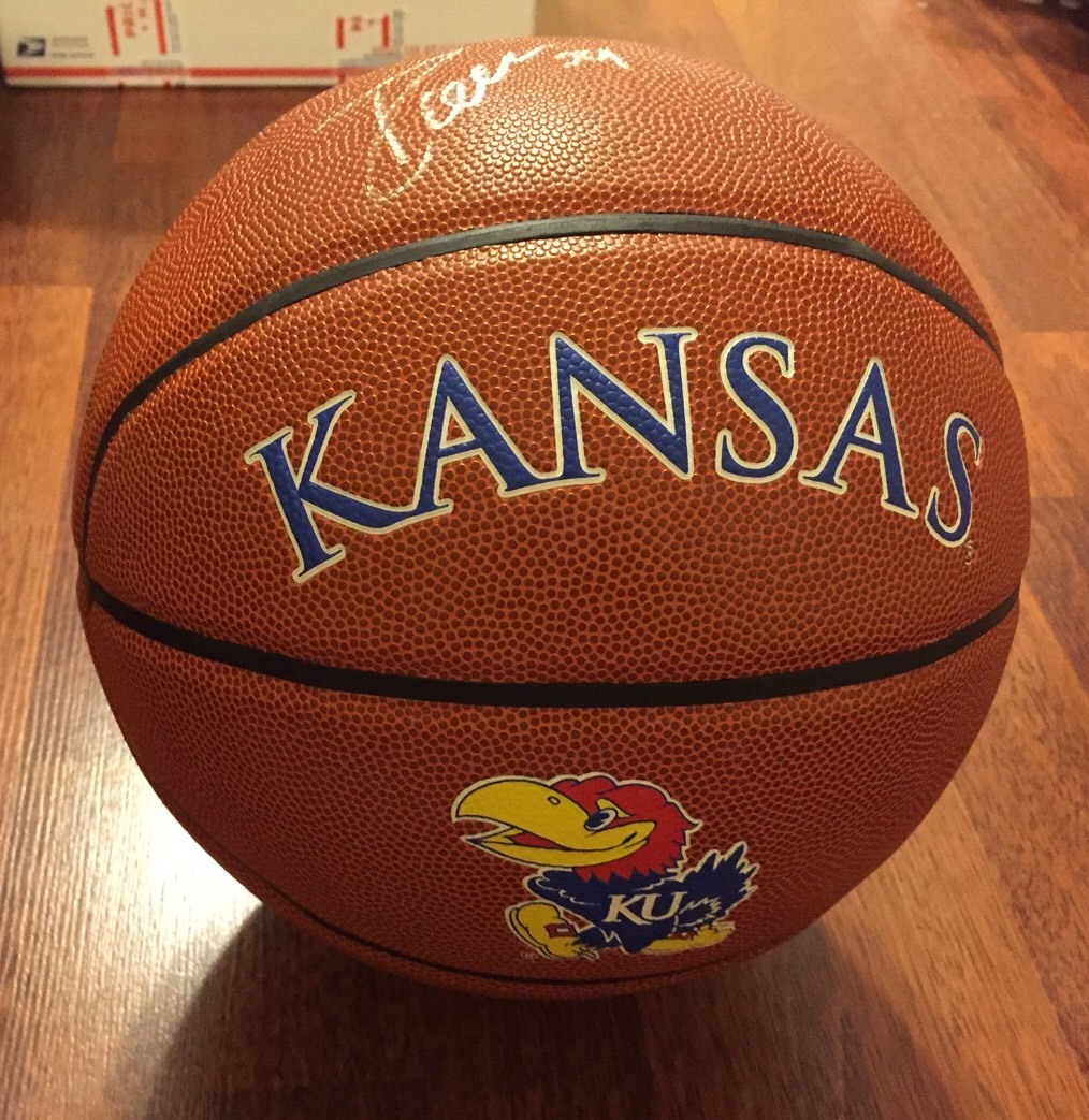 PERRY ELLIS HAND SIGNED KANSAS JAYHAWKS LOGO BASKETBALL W/COA KU | eBay