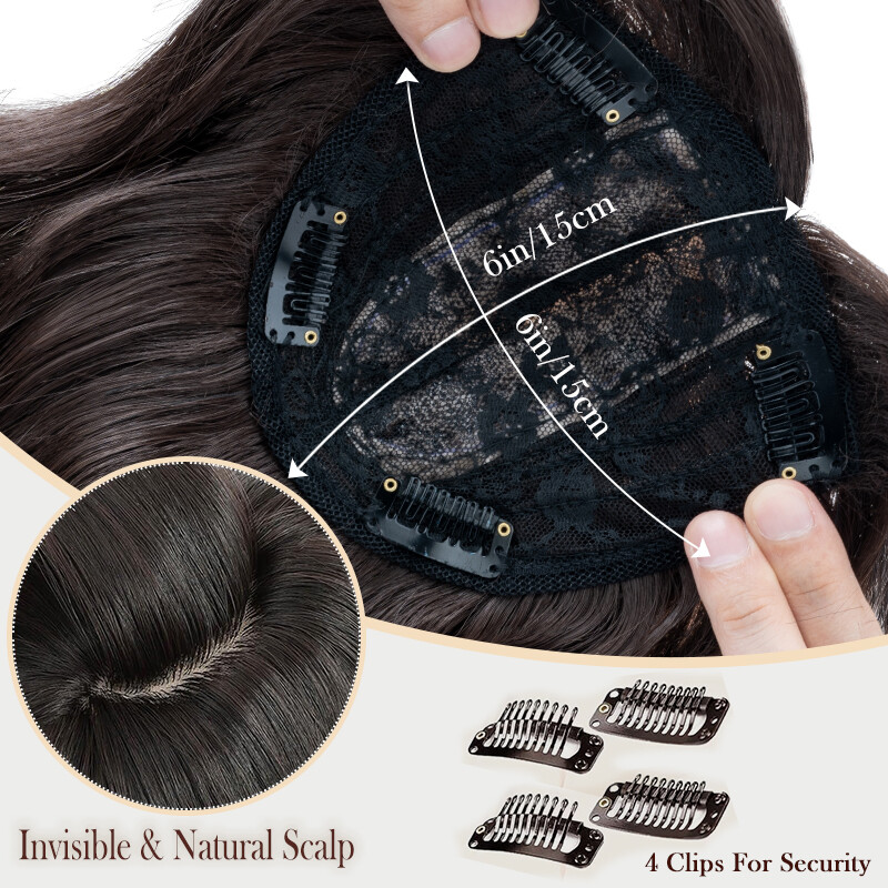 NEW Natural Thick Hairpiece Clip As Human Hair Topper Women Half Wig ...