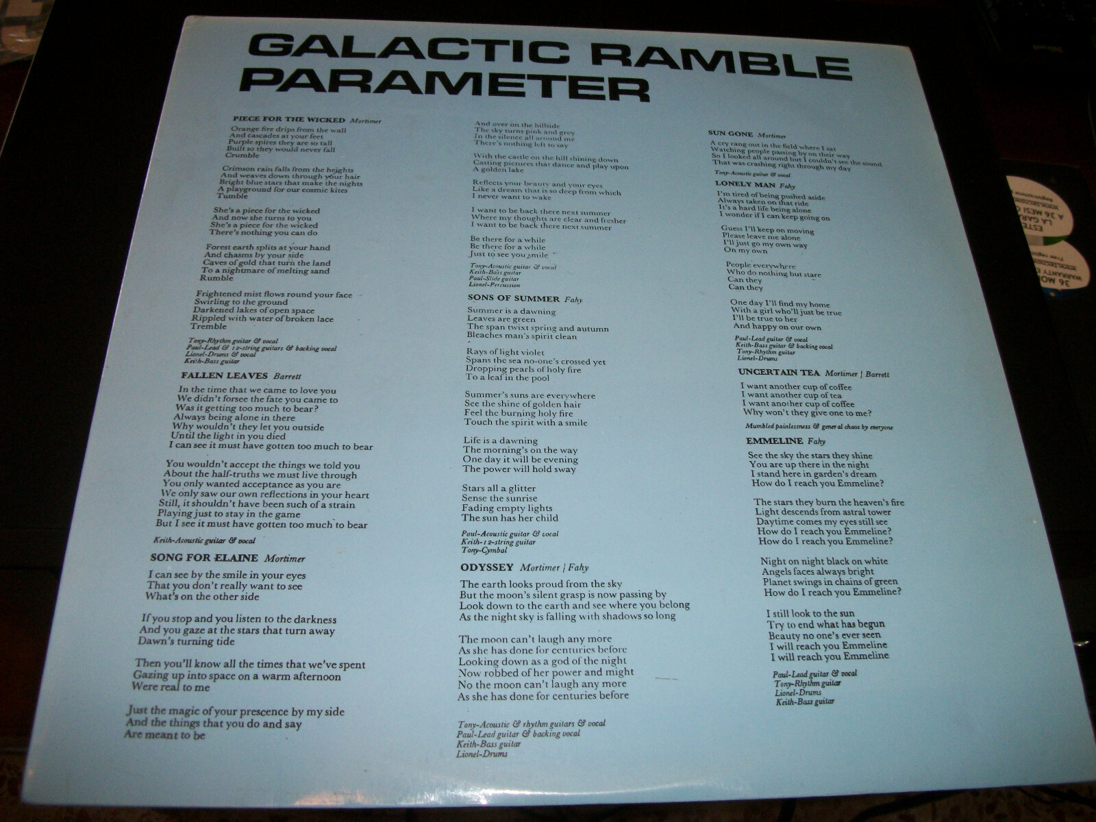 Parameter ‎– Galactic Ramble - LP Italy - 1995 - Parameter Records | eBay