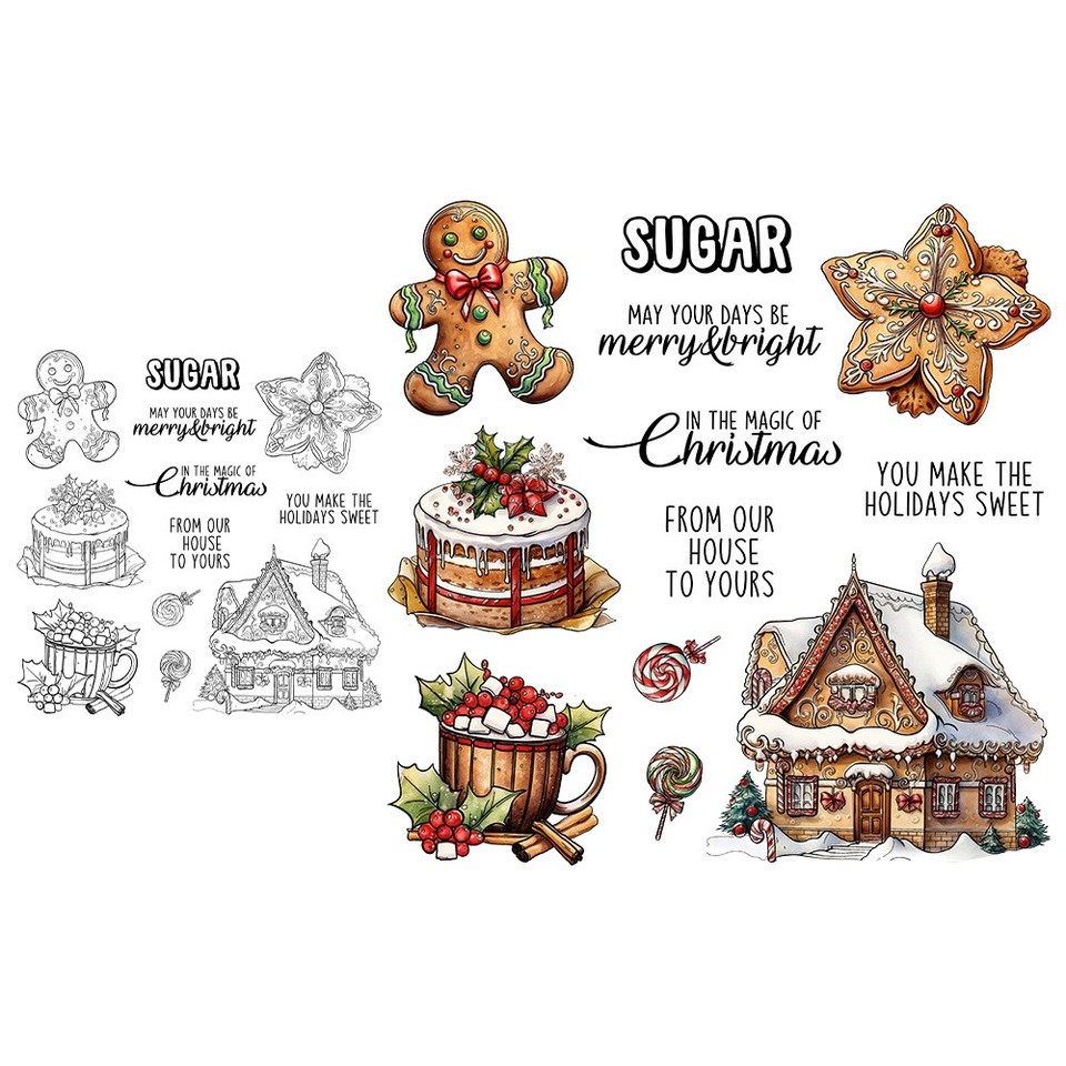 Gingerbread Man Winter House Metal Cutting Dies Clear Stamps Card ...