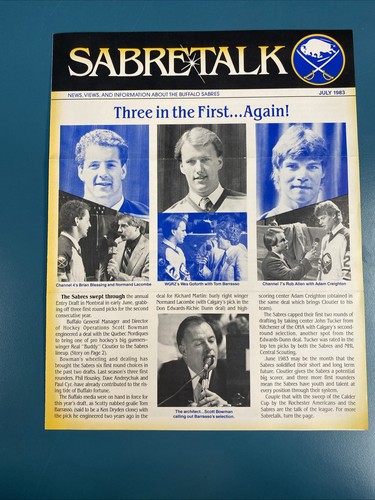 RARE 1983 Buffalo Sabres Sabretalk Newsletter TOM BARRASSO DEBUT DRAFT ...