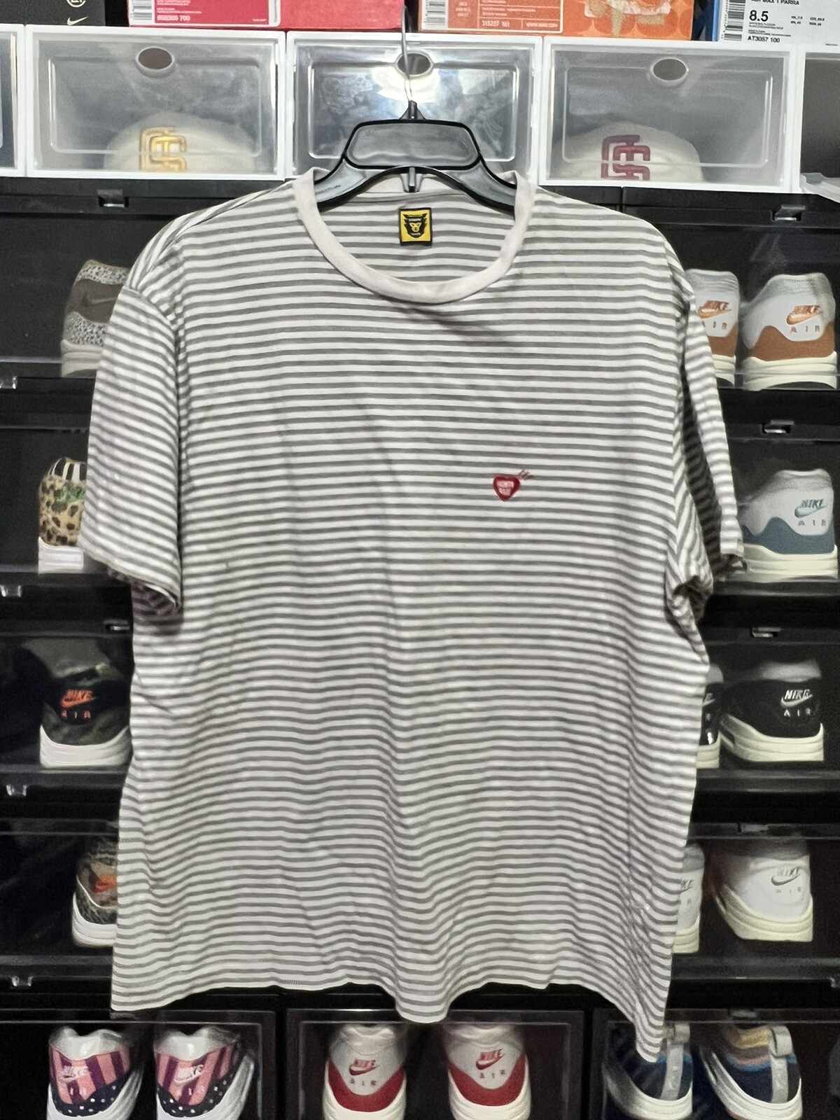 Human Made Heart patch striped shirt white/grey size … - Gem