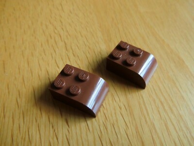 Lego 2 x 6215 Brick 2 x 3 with Curved Top Reddish Brown (Red Brown ...