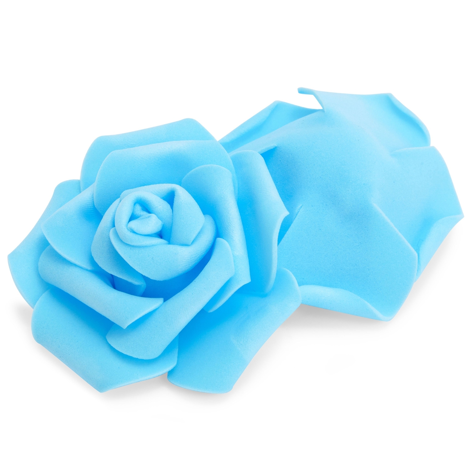 100 Pack Light Blue Artificial Flowers, Bulk Stemless Fake Foam Roses ...