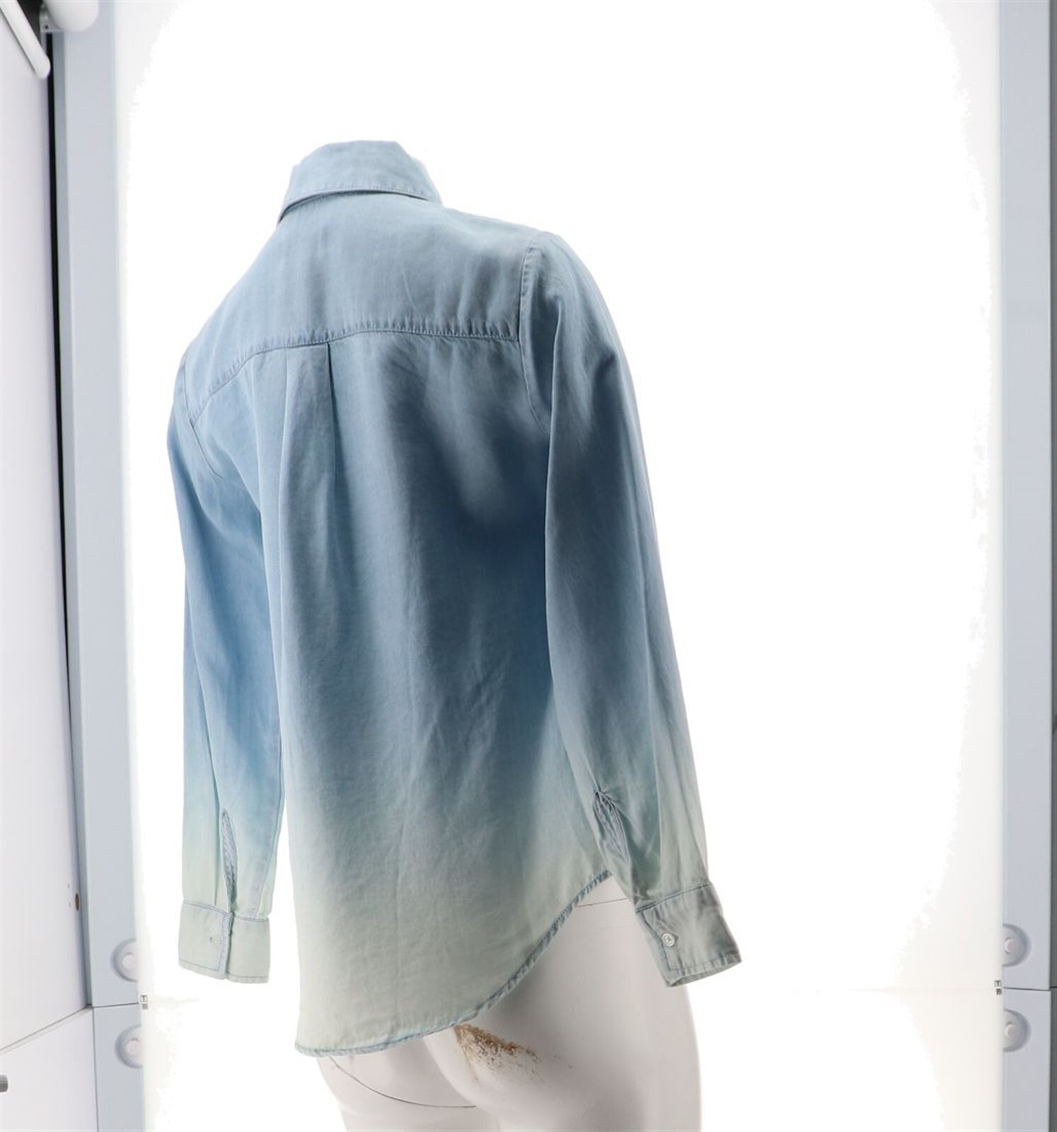 Candace Cameron Bure Lyocell Bleach Dip Denim Shirt Light Wash PXXS ...