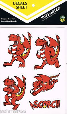 NRL St George Illawarra Dragons Mascot Scorch Car Tattoo Sticker / iTag ...