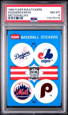 1989 Fleer Baseball Stickers Dodgers/Expos Mets/Phillies NM MT PSA 8 ...