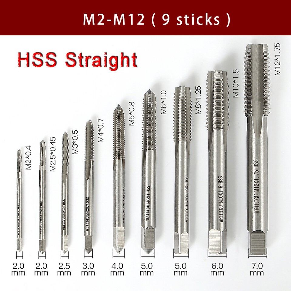 Metric HSS Straight Flute Tap M2 M2.5 M3 M4 M5 M6 M8 M10 M12 Machine ...