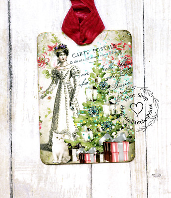 Hang Tags FRENCH VICTORIAN CHRISTMAS LADY TAGS or MAGNET #323 Gift Tags ...