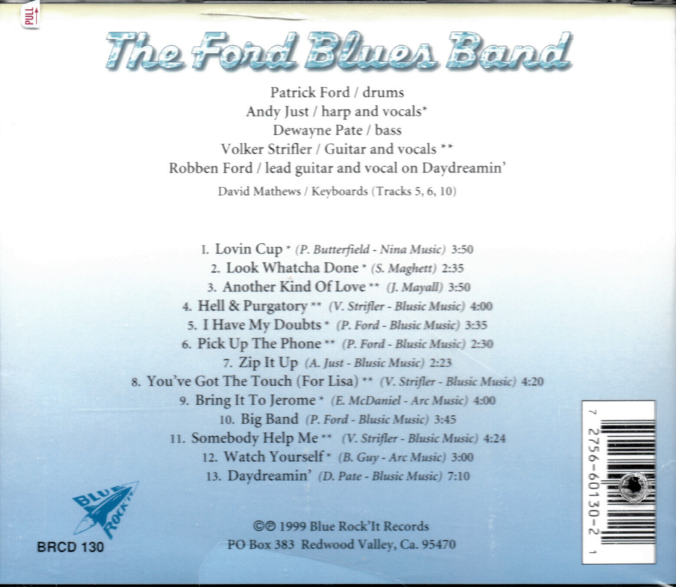 1999 by The Ford Blues Band (CD, Jan-2005, Blue Rock'It) 727566013021| eBay