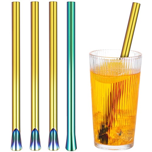 Stainless Steel Smoothie Straw Metal Bubble Tea Straw Reusable Bubble ...