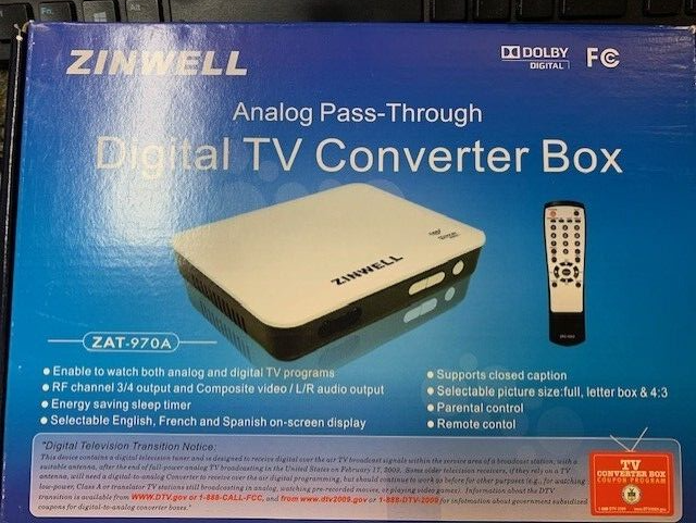 Zinwell Digital TV Converter Box Analog Pass-Through ZAT-970A Remote ...