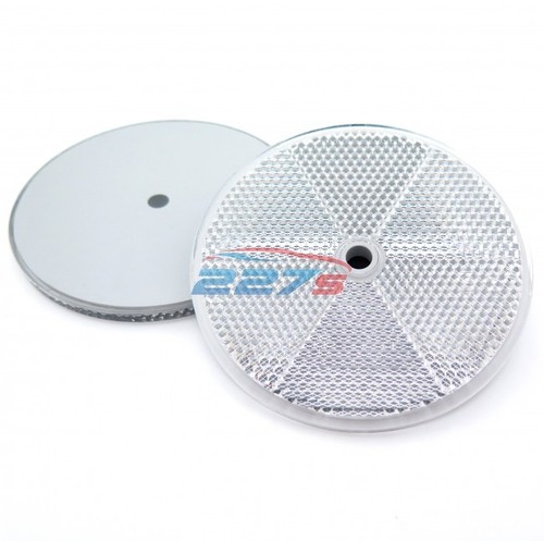 2x White Circular Reflectors with Centre Hole, 76mm- trailer caravan ...
