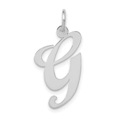 14k White Gold Large Fancy Script Letter G Initial Charm | eBay