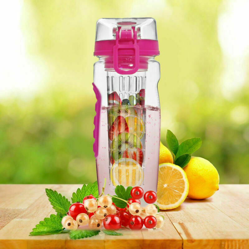 32oz Sports Water Bottle Leak Proof Fruit Juice Infuser BottleNon-Slip ...