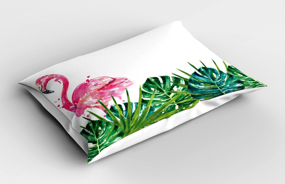 Tropical Pillow Sham Exotic Nature Flamingo Printed Pillowcase 26 x 20 ...