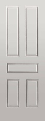 Primed 5 Panel Traditional Raised Panel Stile & Rail Solid Core ...