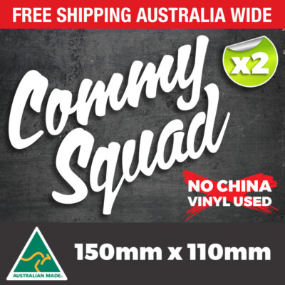 2 x COMMY SQUAD Sticker Decal - 150mm vinyl window decal Commodore - 15 ...