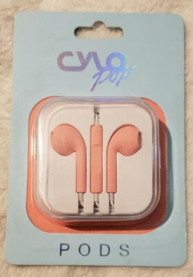 Cylo Pop Pods Wired Headphones with Built In Mic And Case Coral Neon ...