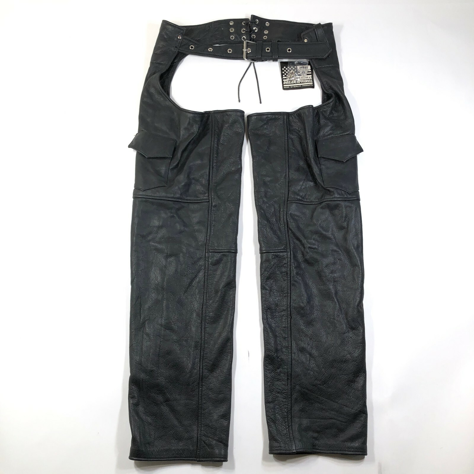 Leather Motorcycle Chaps Black Size Extra Large Black Thick Snap Legs ...