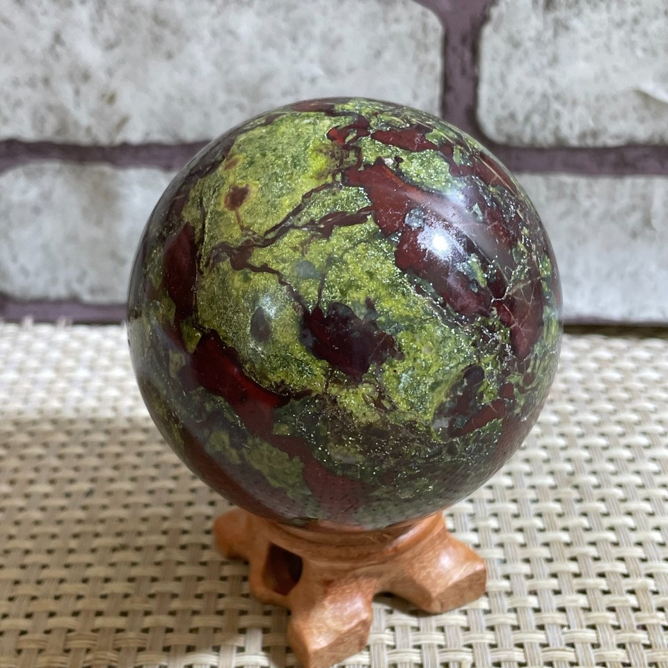Natural Dragon Blood Stone Quartz Ball Crystal Ball Spiritual Healing ...