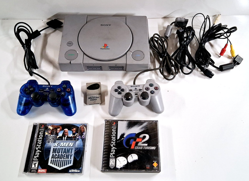 Sony Playstation 1 PS1 Console Bundle with 2 Controllers 2 Games Memory ...
