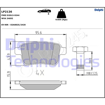 DELPHI Disc Brake Pad Set For RENAULT MERCEDES Kangoo / Grand Citan ...