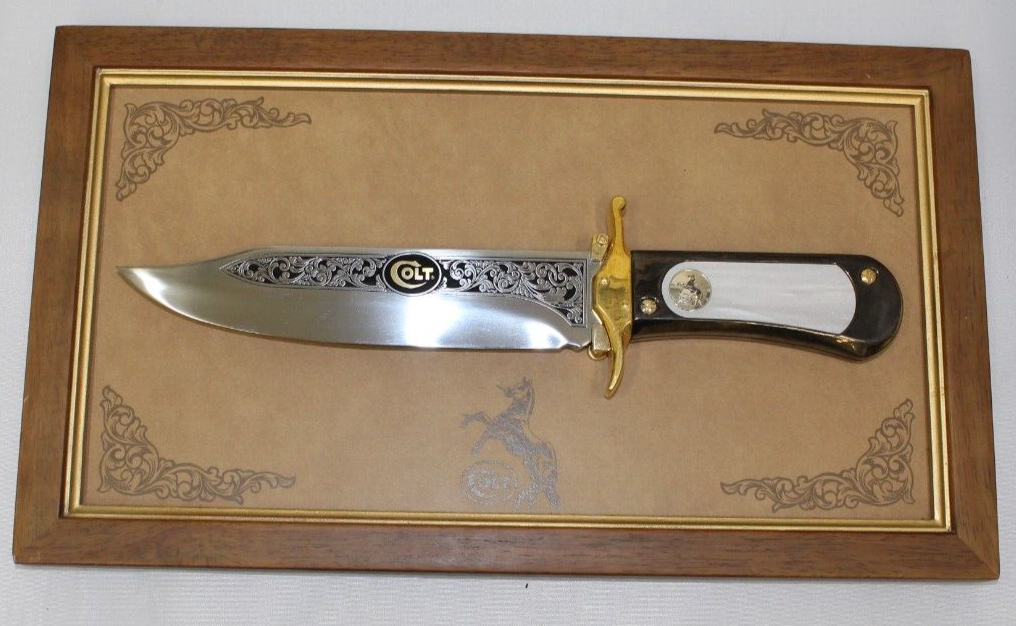 Franklin Mint Colt Bowie Knife 8" Blade Mounted on Colt Display Frame ...