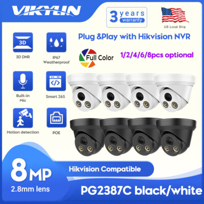Hikvision Compatible 4K 8MP ColorVu Full Color Security IP Camera Mic ...