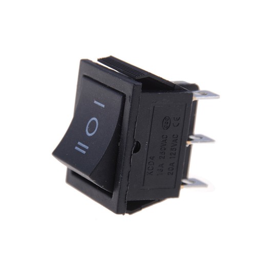 1PCS KCD4 Rocker Switch Black DPDT ON/OFF/ON 6 PIN 16A/250VAC 20A ...