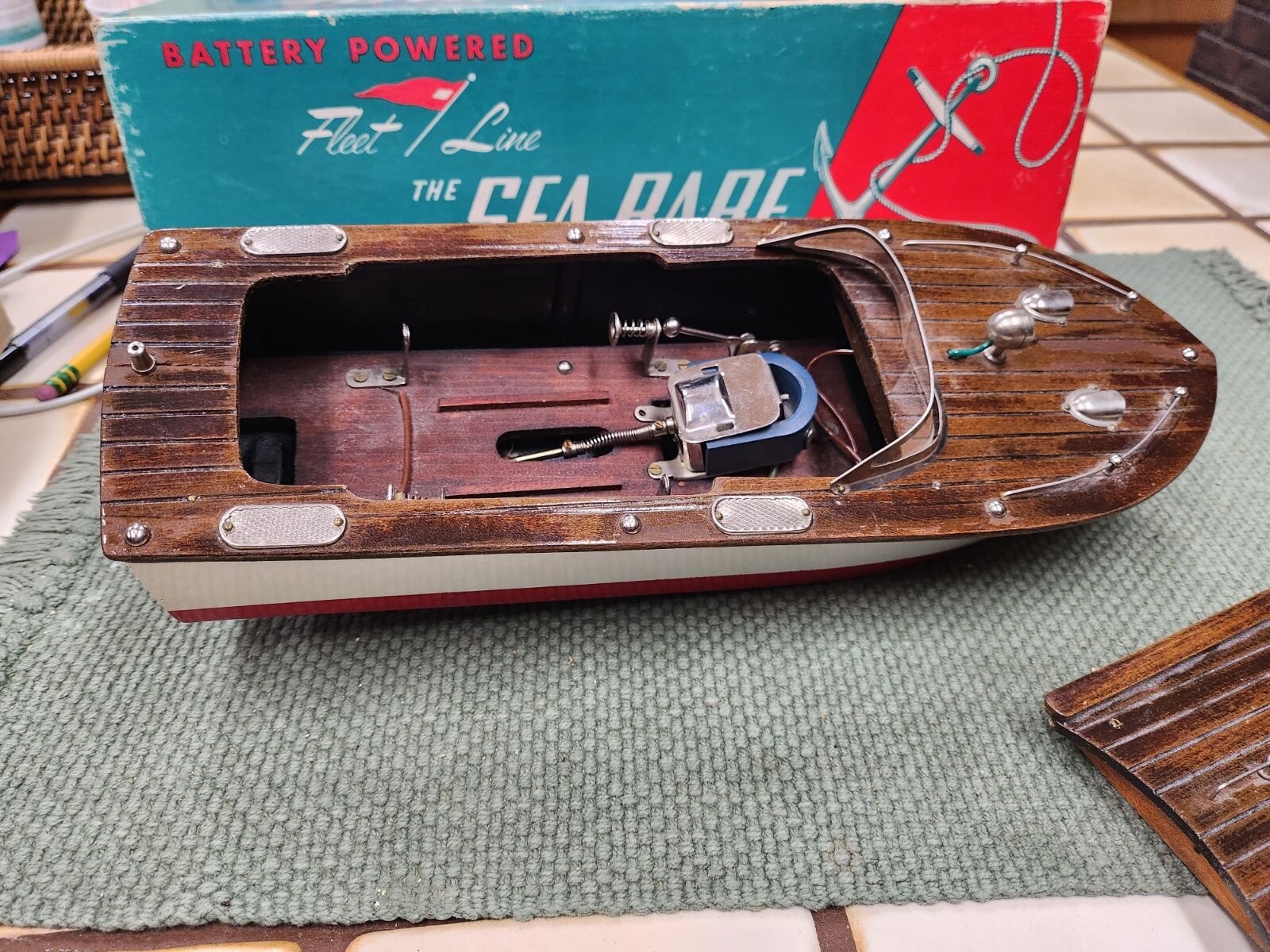 Vintage 1950s Fleet line sea baby Toy Boat Battery Operated Motor | eBay