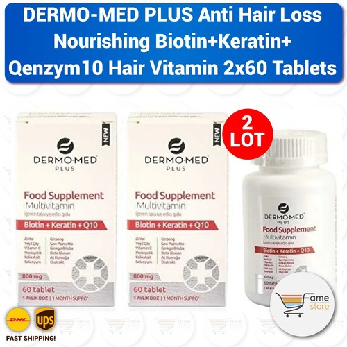 DERMO-MED PLUS 2 Monate Anti Haarausfall Biotin + Q10 Haar Vitamin Set ...