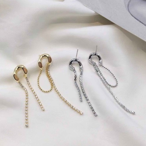 Silver gold made with SWAROVSKI crystal stud link chain loop dangle earrings | eBay Australia