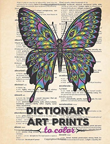 DICTIONARY ART PRINTS TO COLOR: DICTIONARY ART COLORING **BRAND NEW ...