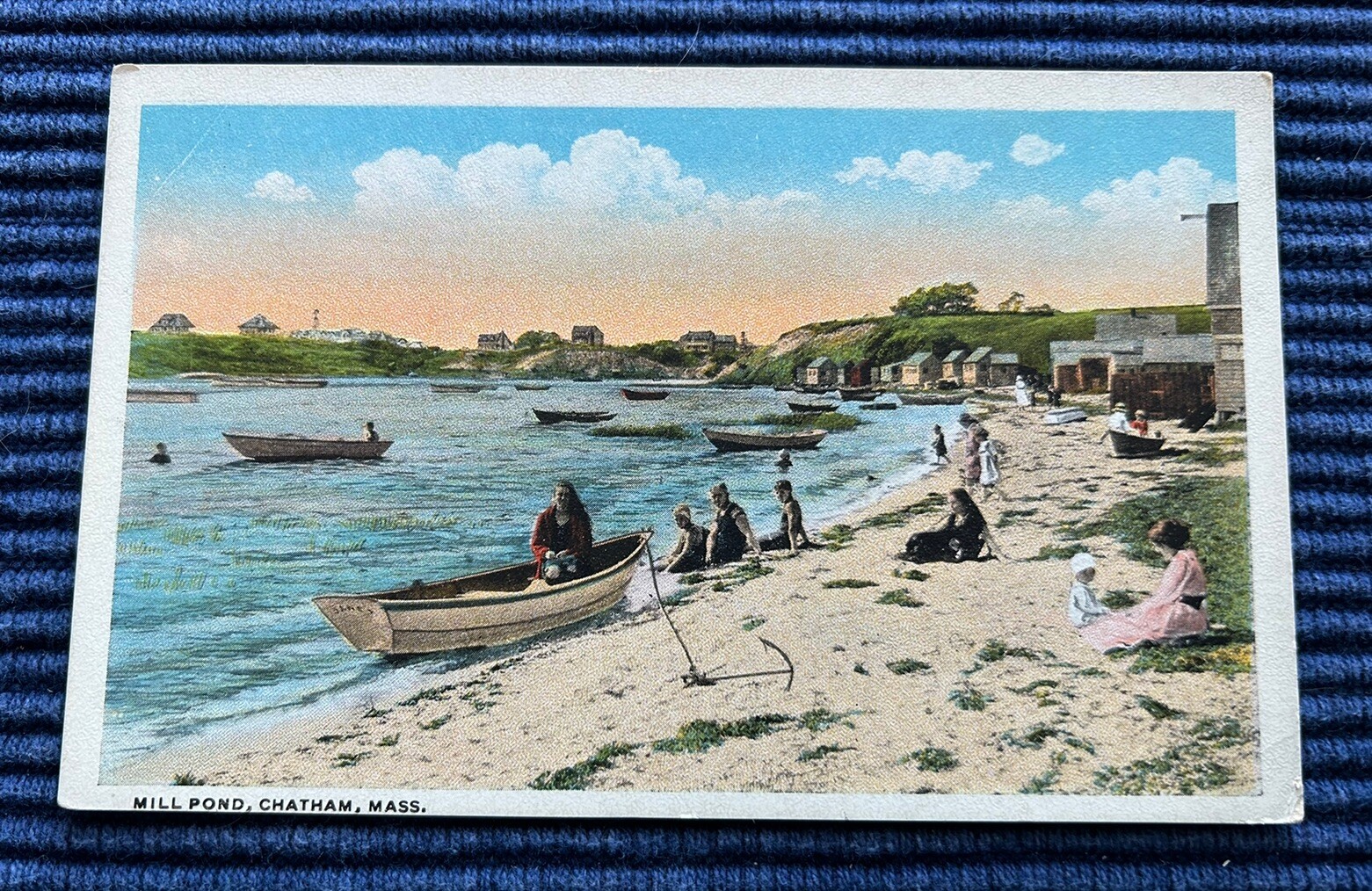 CHATHAM, MA~Mill Pond Fishing Shacks Boats Families on Beach~Great 1920 ...