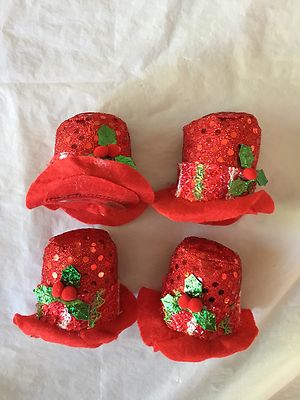 4Pcs Santa Hair Clips Xmas Christmas Mini Top Hat Hair Clip Hairclip ...