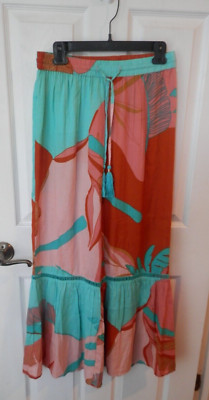 True Destinations Resort Wear Tropical Wide Leg Pants/Cover Up Women's ...
