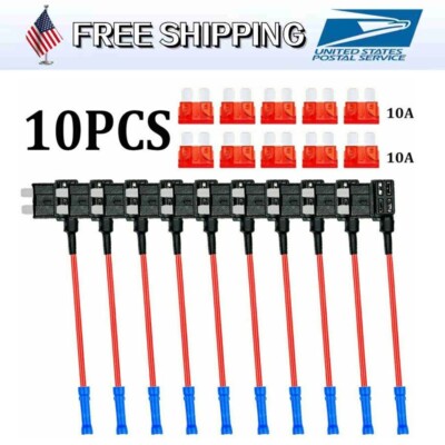 10pcs Car Add-a-circuit Fuse TAP Adapter Standard ATO ATC Blade Fuse ...