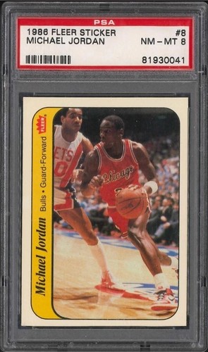 1986 Fleer Michael Jordan Rookie Card PSA 8 NM MINT Sticker Centered #8 ...