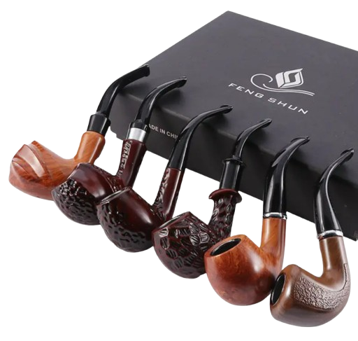 6x Classic Wooden Smoking Pipes Box Set Smoking Pipe Gift For Him Dad ...