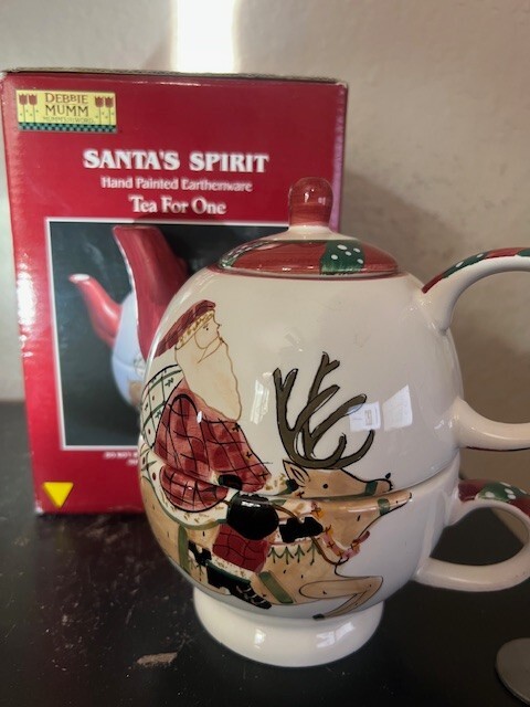 Debbie Mumm Santa's Spirit Hand Painted Tea For One Christmas Sakura in ...