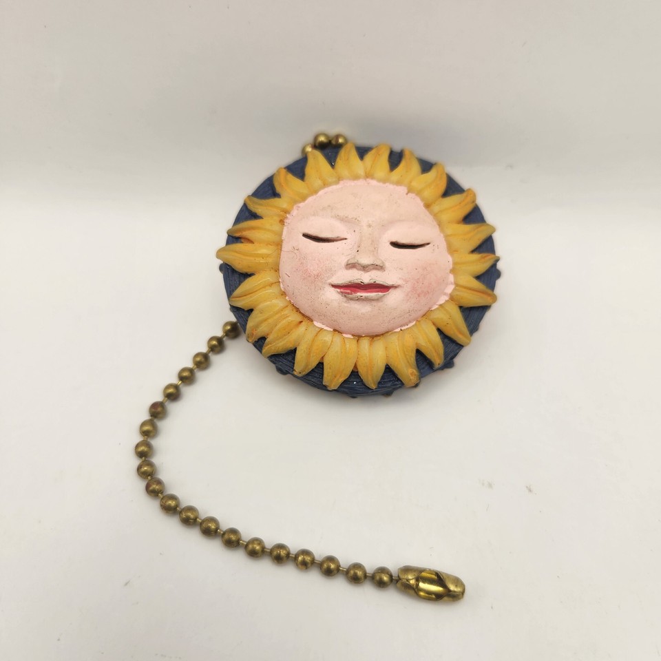 Two Sided Sun With Face Light Ceiling Fan Chain Pull 2" Round 7.5 Long ...