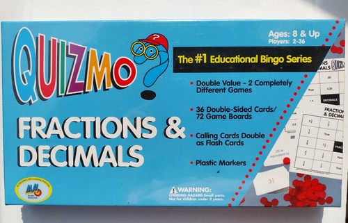 Quizmo Fractions & Decimals Game Kids Math Bingo Educational Teacher ...