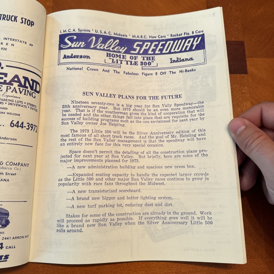 1972 Sun Valley Speedway Race Program, Anderson Indiana | eBay