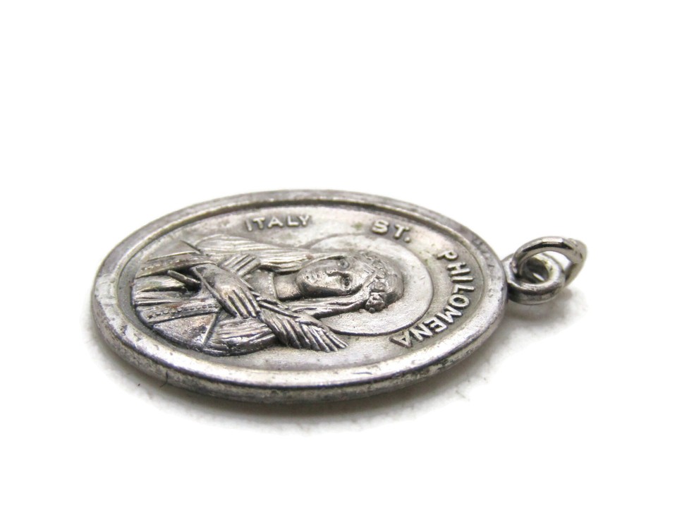 St. Philomena Pray For Us Necklace Charm Silver Tone | eBay