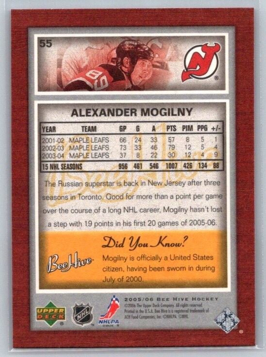 2005-06 Upper Deck Bee Hive #55 Alexander Mogilny New Jersey Devils | eBay