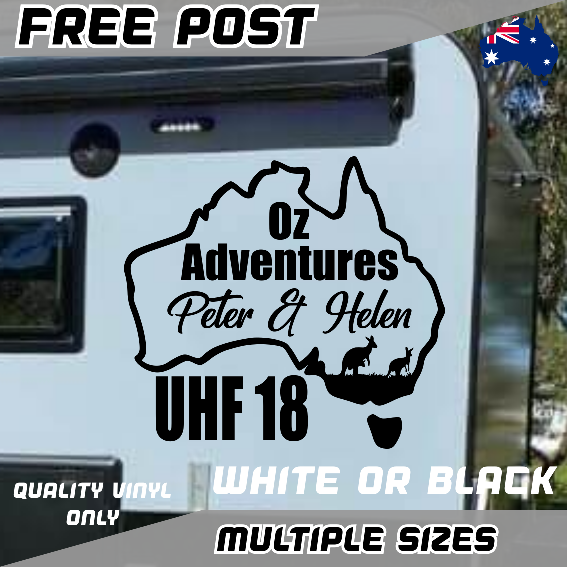 Oz Adventures Sticker Decal Car Window UHF 18 Caravan Australia Camper ...